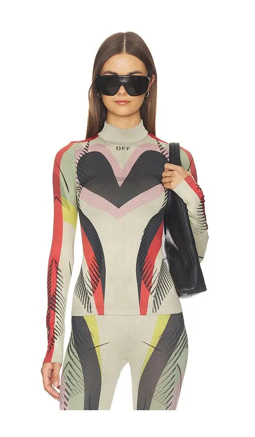 Off-White Long Sleeve Graphic Top - Sand Barbados Cherry