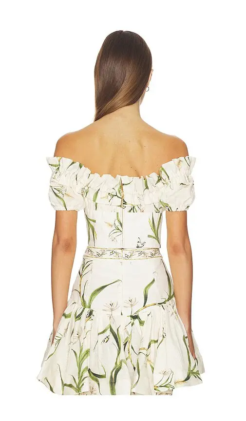 Agua Bendita Off-the-shoulder Cropped Top