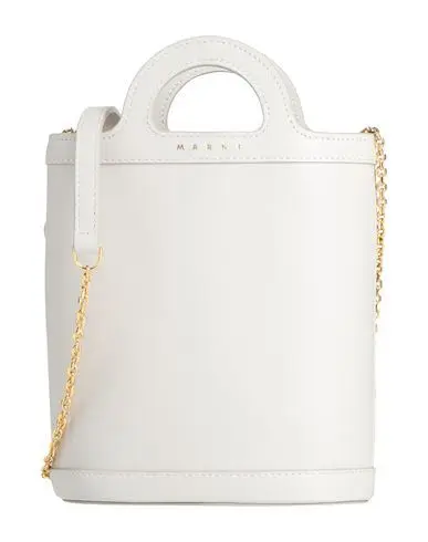 Marni Leather Bucket Bag With Metallic Straps - Grey
