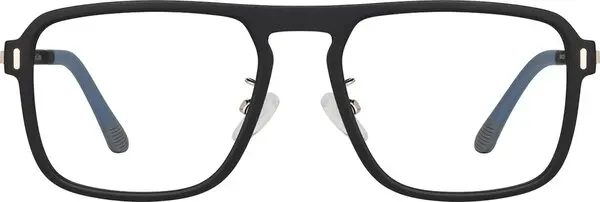 Zenni Aviator Full Rim Square Frame Eyeglasses With Snap-on Sunlens - Black