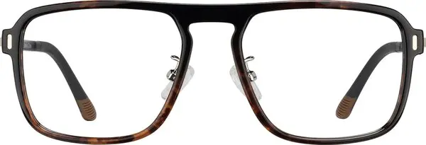 Zenni Aviator Full Rim Square Frame Eyeglasses With Snap-on Sunlens - Tortoiseshell