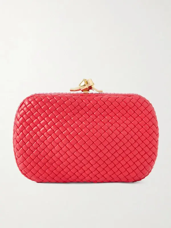 Bottega Veneta Knot Intrecciato Leather Clutch - Red