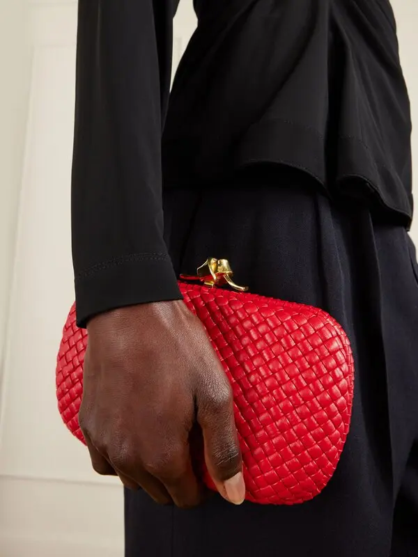 Bottega Veneta Knot Intrecciato Leather Clutch - Red