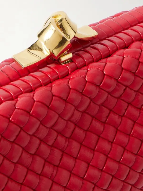 Bottega Veneta Knot Intrecciato Leather Clutch - Red