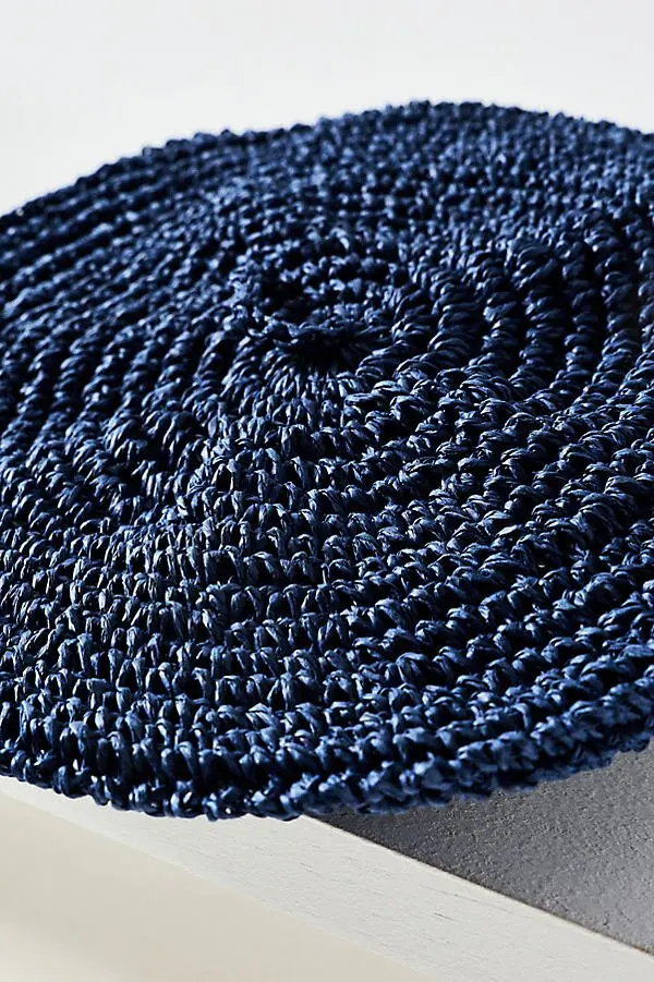 WYETH Straw Beret - Navy