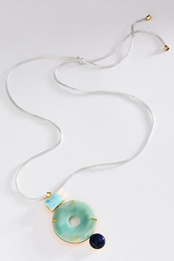 JENNIFER BEHR Devon Necklace With Semi-precious Stone And Austrian Crystals - Aqua