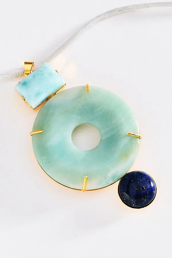 JENNIFER BEHR Devon Necklace With Semi-precious Stone And Austrian Crystals - Aqua