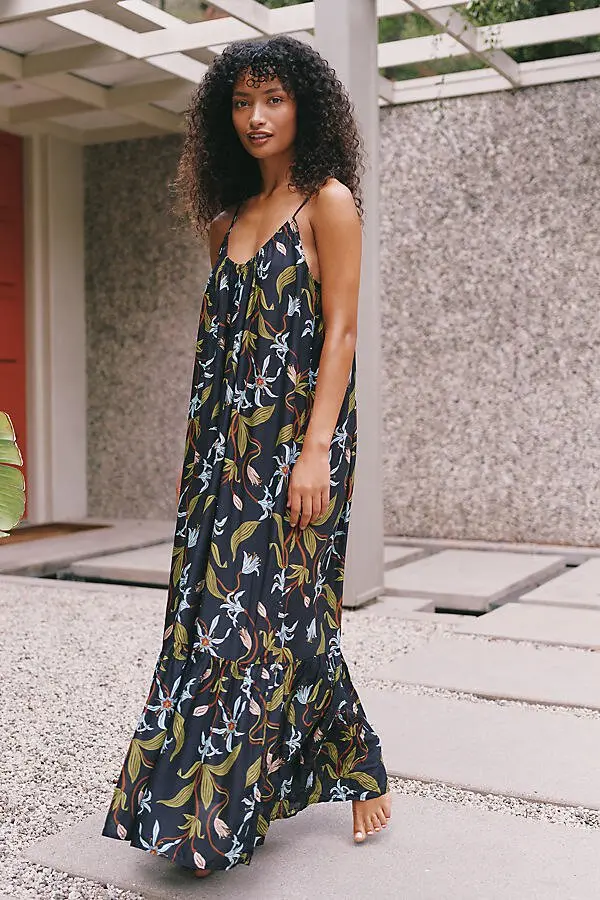 CELANDINE Malika Maxi Dress - Black Pattern