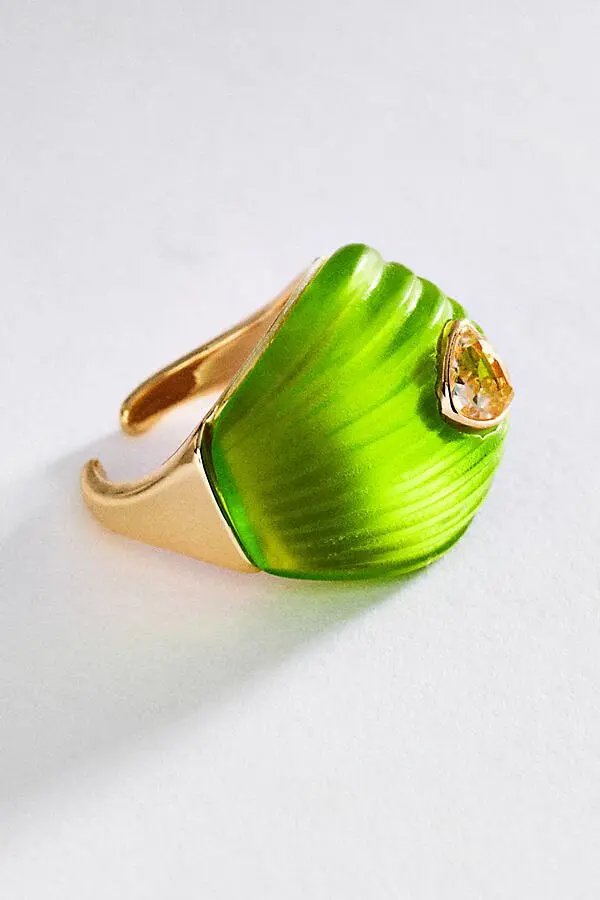 Anthropologie Chunky Resin Statement Ring - Lime