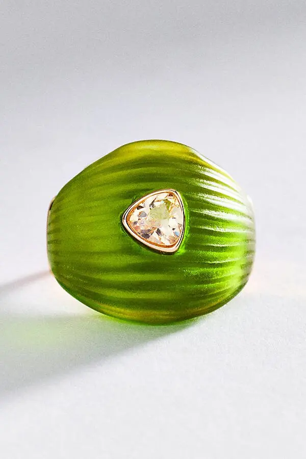 Anthropologie Chunky Resin Statement Ring - Lime