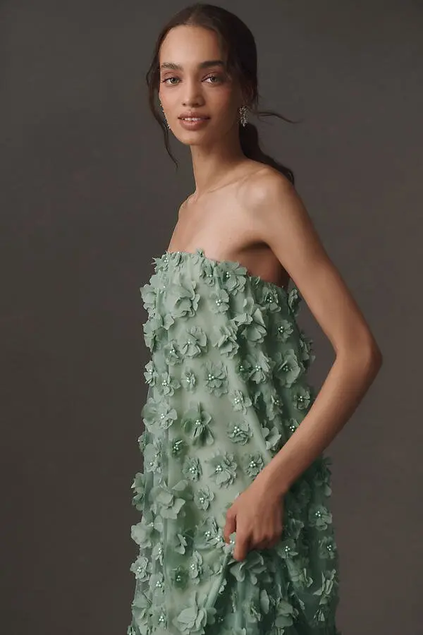 HELSI Athena Maxi Dress With 3d Floral And Sequins - Green