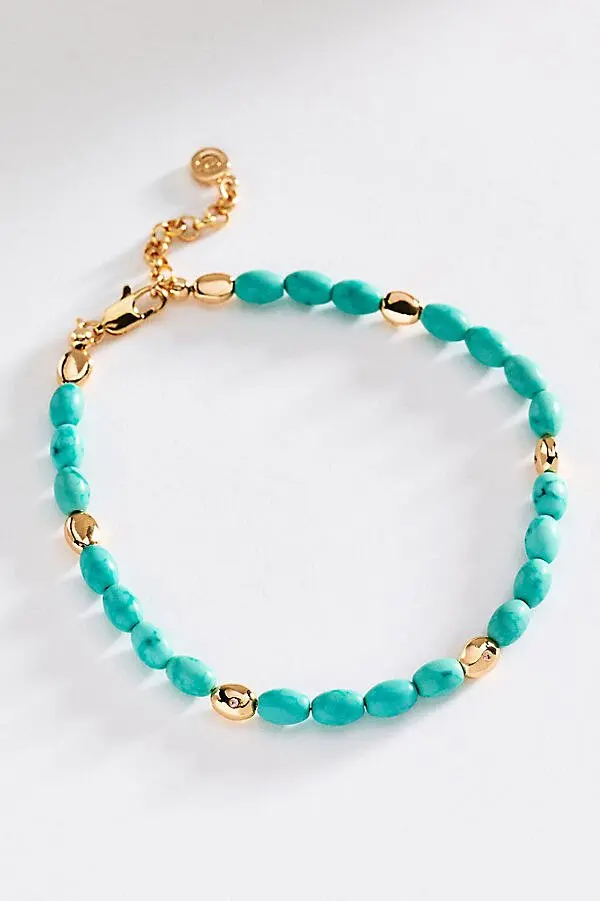 Ettika Polished Pebble Anklet - Turquoise