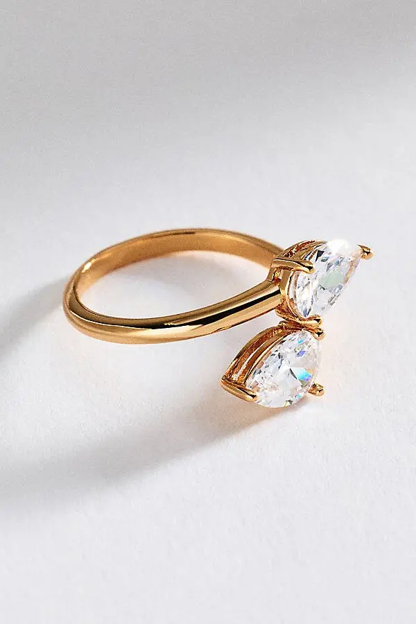 Ettika Crystal Teardrop Wrap Ring - Gold