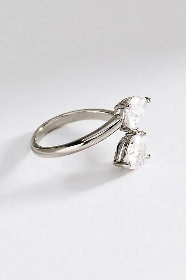 Ettika Crystal Teardrop Wrap Ring - Silver