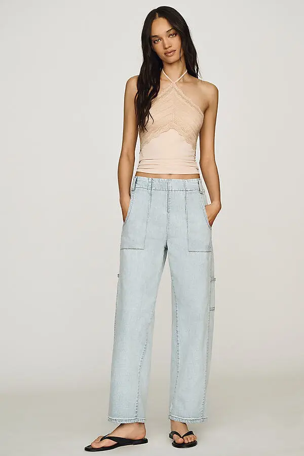 Maeve Painters Mid-rise Tapered Jeans - Light Denim