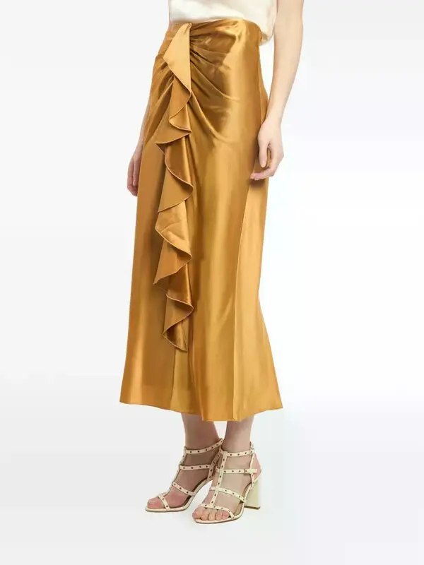 Cinq À Sept Cynthia Ruffled Silk Skirt - Yellow