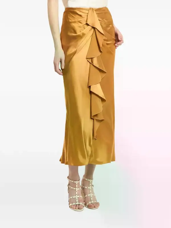 Cinq À Sept Cynthia Ruffled Silk Skirt - Yellow