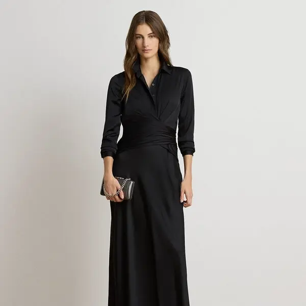 Ralph Lauren Pleated Gown - Black