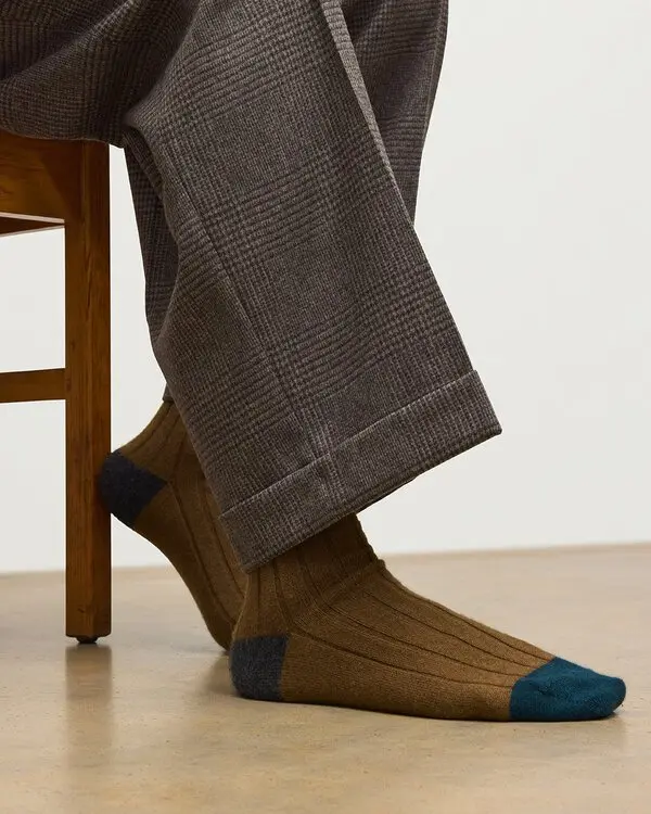 Johnstons Of Elgin Alexander Colour Block Cashmere Socks - Green