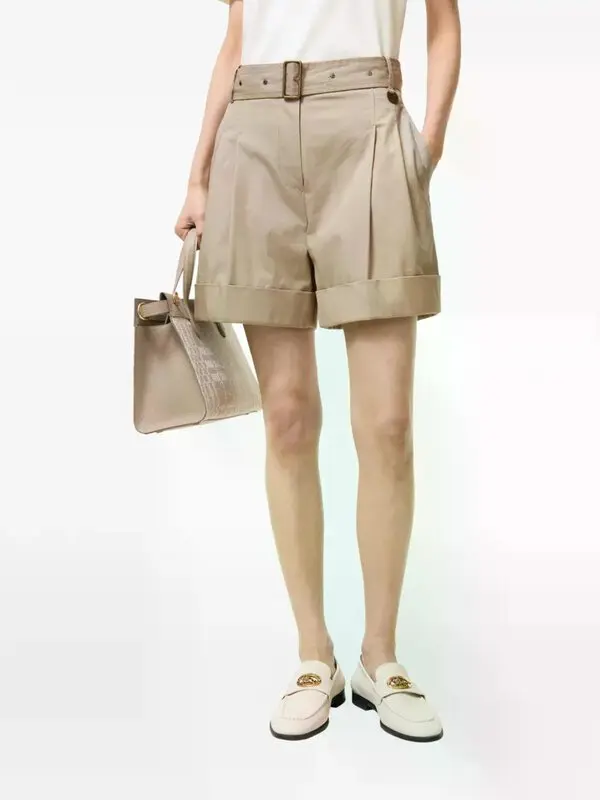 Burberry Belted Tropical Gabardine Shorts - Neutrals