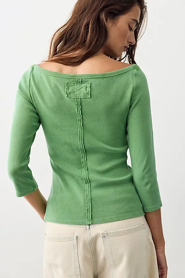 Free People We The Free Atlas Boat Neck Top - Lime