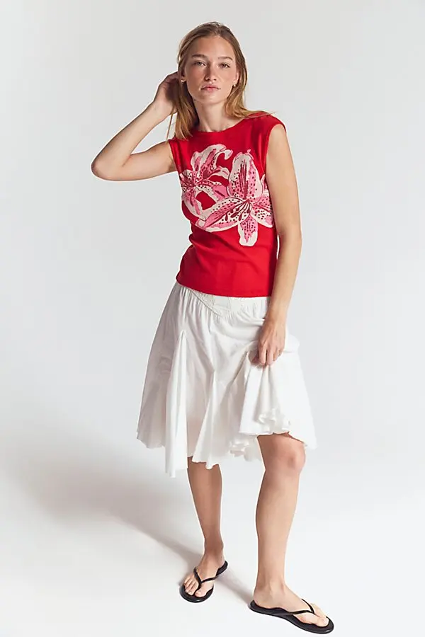 Free People We The Free Ballad Reversible Lily Printed Tank - Red