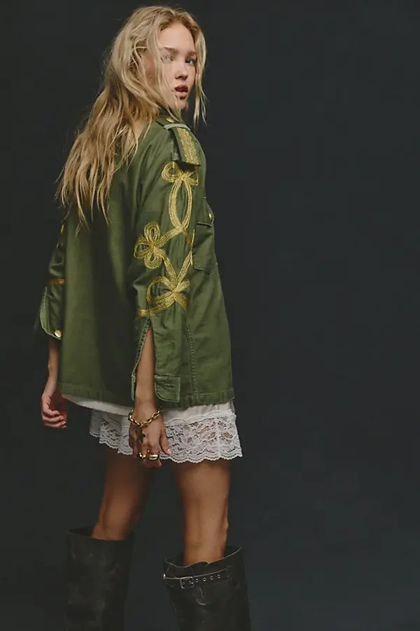 TRICIA FIX Embroidered Military Jacket