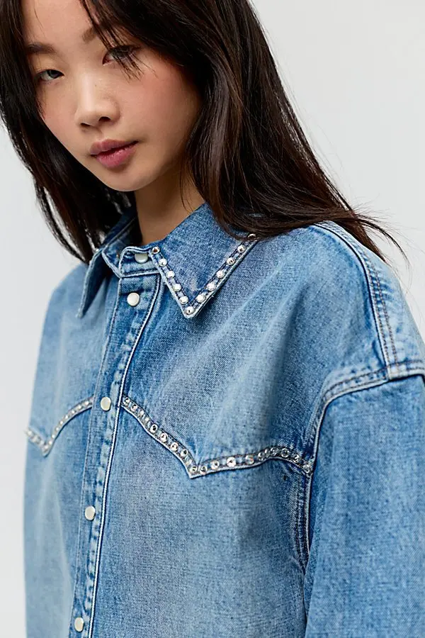 Ksubi Embellished Denim Shirt - Painter Blue