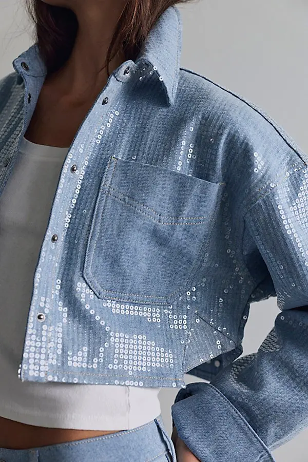 Ksubi Sequin Embellished Cropped Button Down Shirt