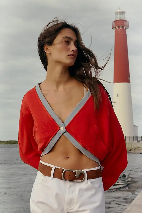 Free People We The Free Charm Bolero Cardigan - High Risk Red Combo