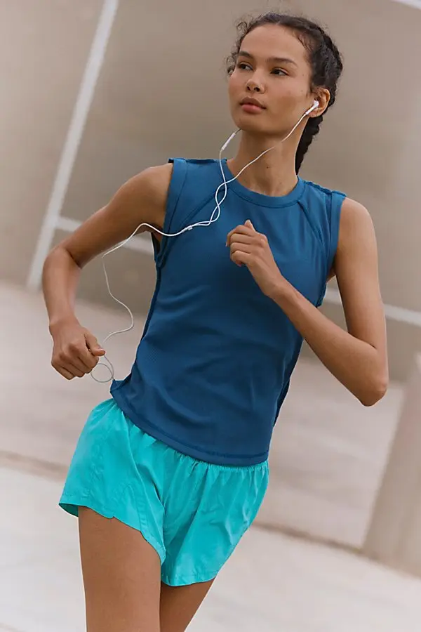 Free People Muscle Tank With Paneled Shoulders - Riptide