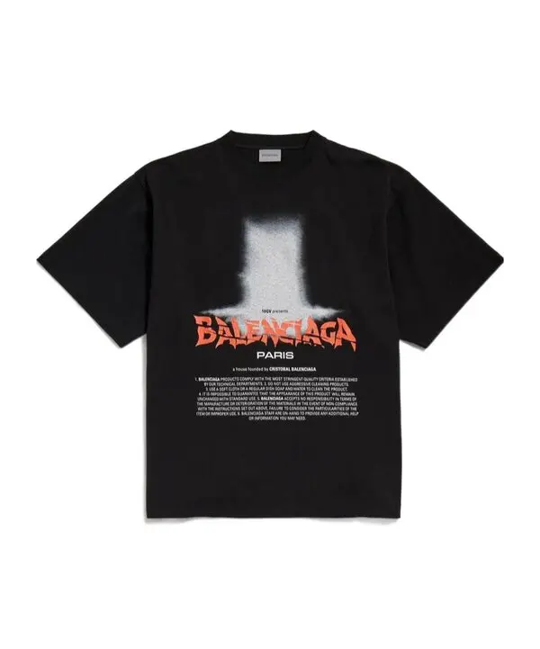 Balenciaga The Door" Printed Oversized T-shirt - Black