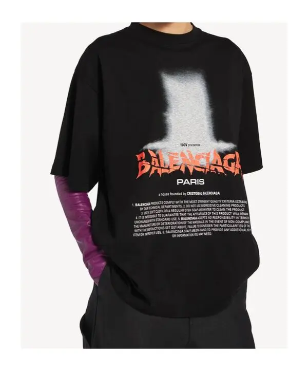 Balenciaga The Door" Printed Oversized T-shirt - Black