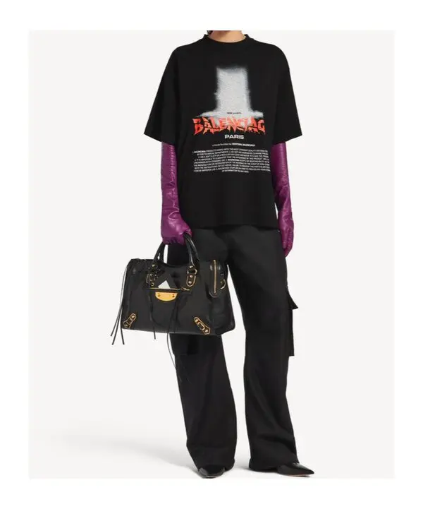 Balenciaga The Door" Printed Oversized T-shirt - Black