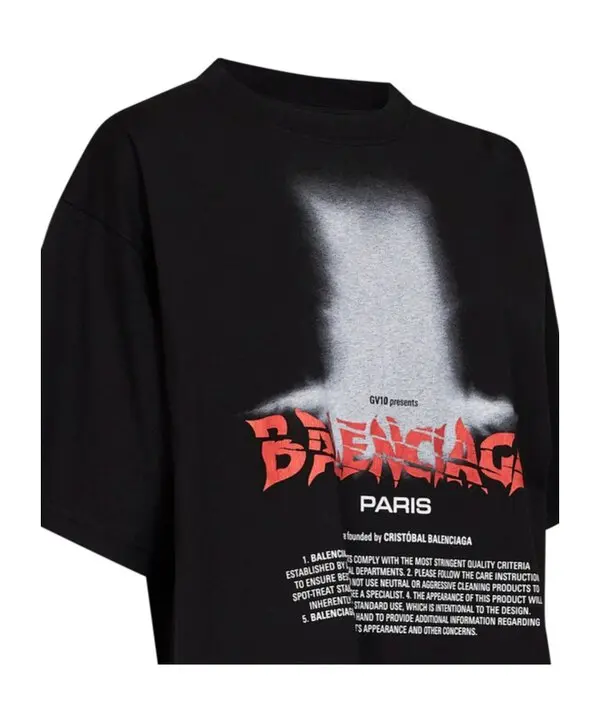Balenciaga The Door" Printed Oversized T-shirt - Black