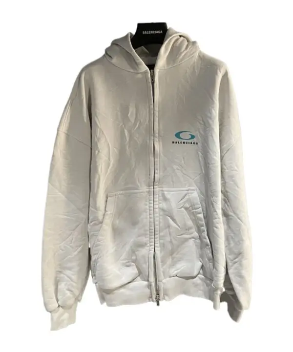 Balenciaga Logo Printed Zip-up Hooded Jacket