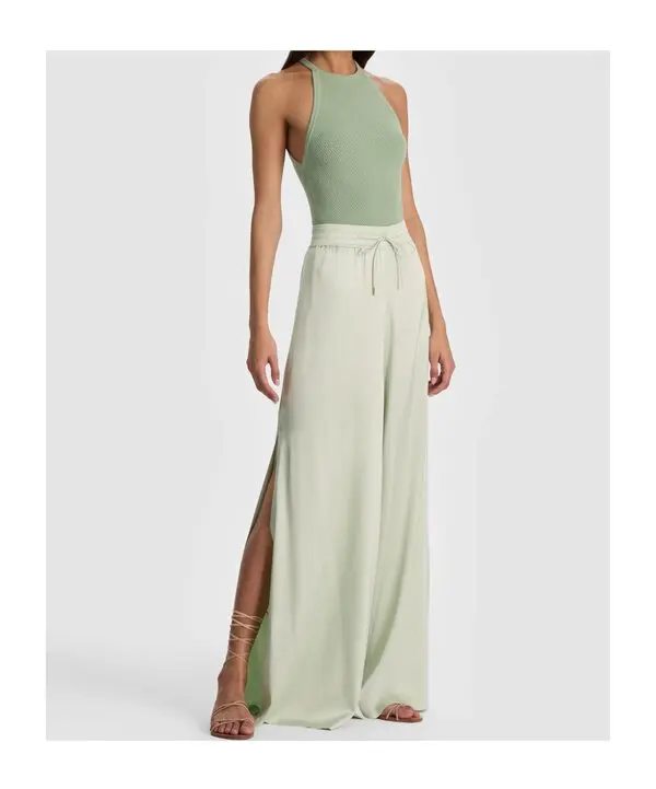 ALICEOLIVIA Drawstring Palazzo Pants With Side Slits