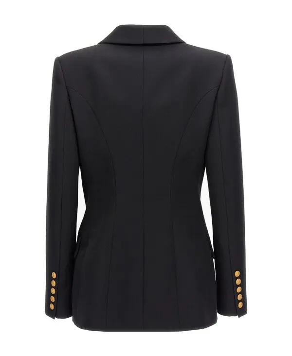 Balmain Double-breasted Blazer With Logo Buttons - Black