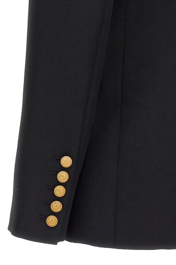 Balmain Double-breasted Blazer With Logo Buttons - Black