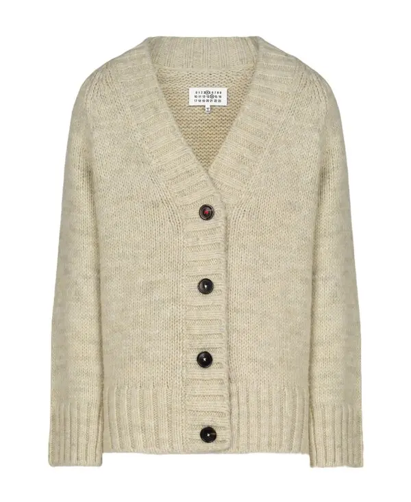 MAISON MARGIELA V-neck Knitted Cardigan - Moss
