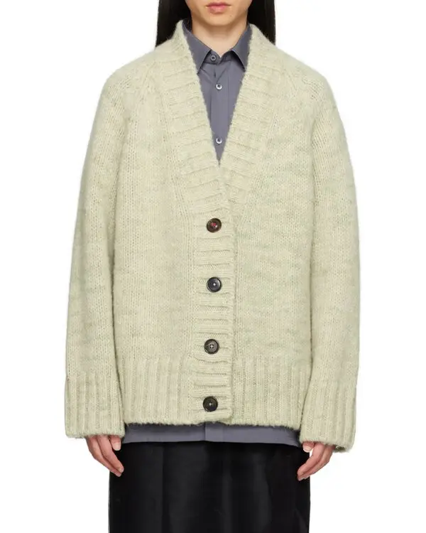 MAISON MARGIELA V-neck Knitted Cardigan - Moss