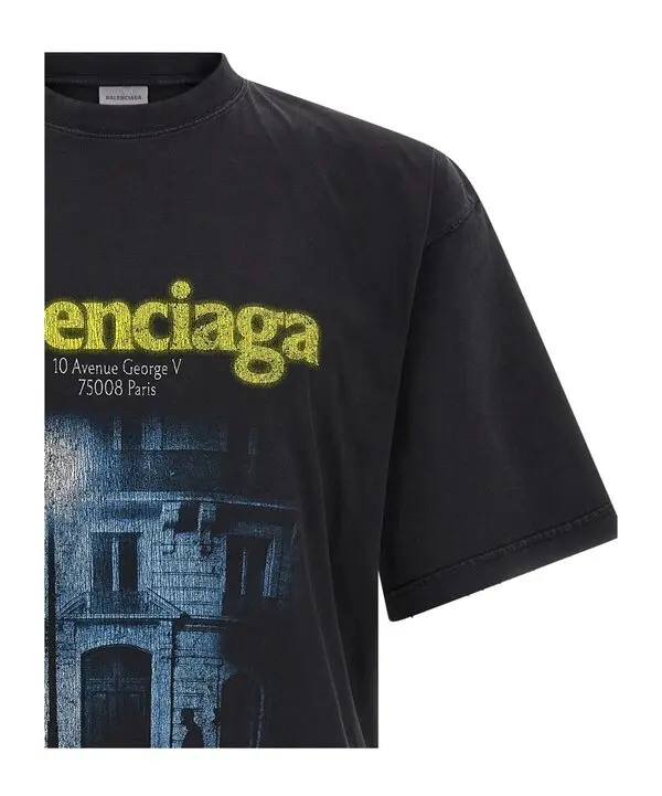 Balenciaga Graphic Printed Crewneck T-shirt - Washed Black