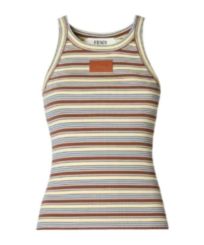 Fendi Striped Logo Patch Knit Top - Multicolour