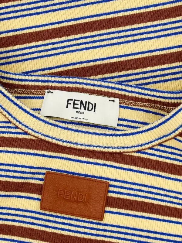 Fendi Striped Logo Patch Knit Top - Multicolour