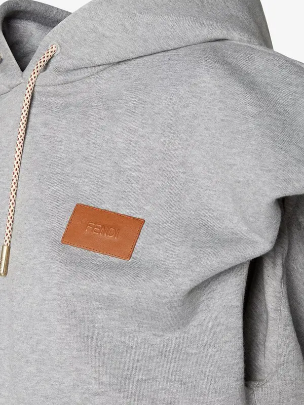 Fendi Sleeveless Cropped Drawstring Hoodie - Grey