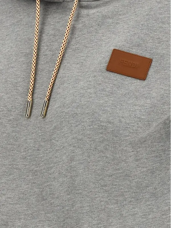 Fendi Sleeveless Cropped Drawstring Hoodie - Grey