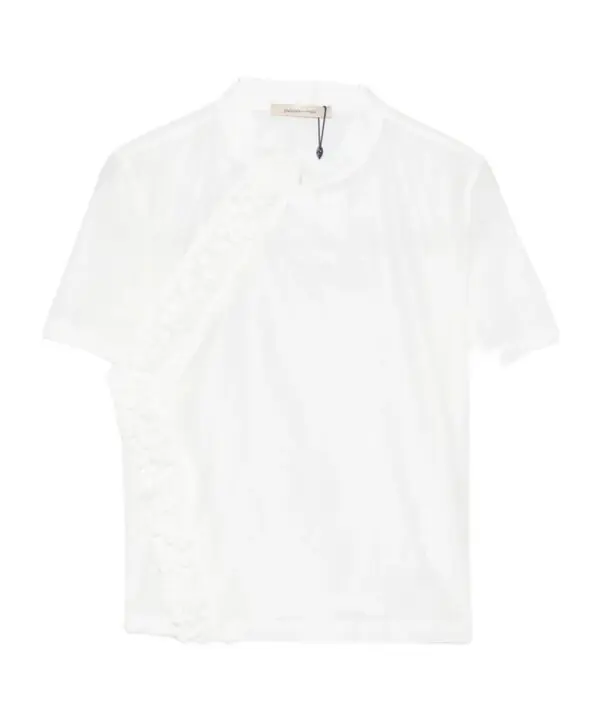 Paloma Wool Gaspar Ruffle Trim Short Sleeve Blouse - White