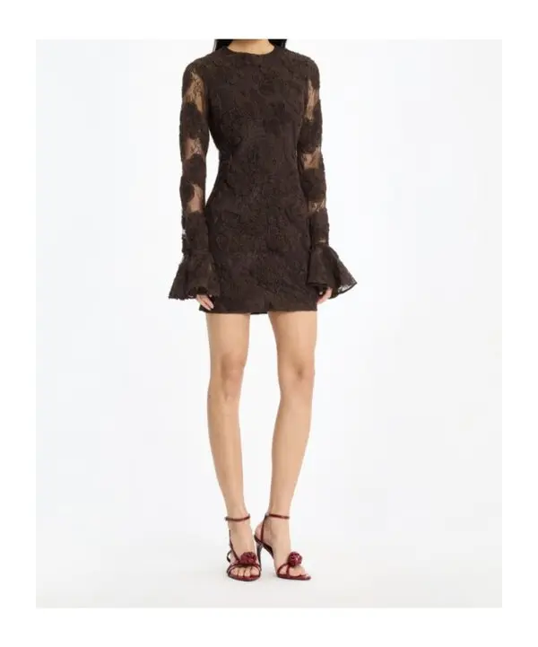 ROTATE BY BIRGER CHRISTENSEN 3d Flower Lace Mini Dress