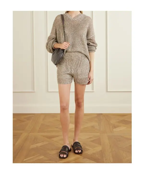 Brunello Cucinelli Sequined Knit Shorts