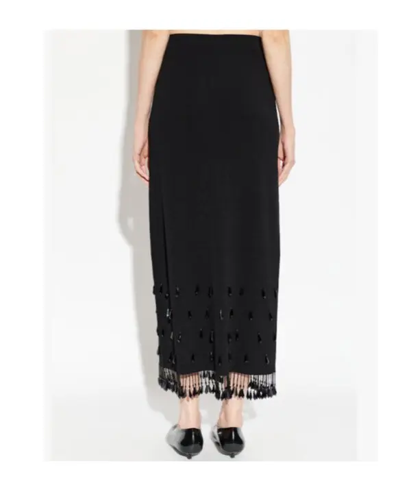 BY MALENE BIRGER Midi Skirt With Embellished Hem - Black